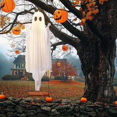 HANGING GHOSTS, HALLOWEEN DECORATIONS OUTDOOR - 5FT LARGE HANGING GHOST ...