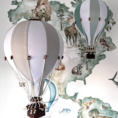 Hanging Hot Air Balloon Nursery Décor (Small - Light Grey)