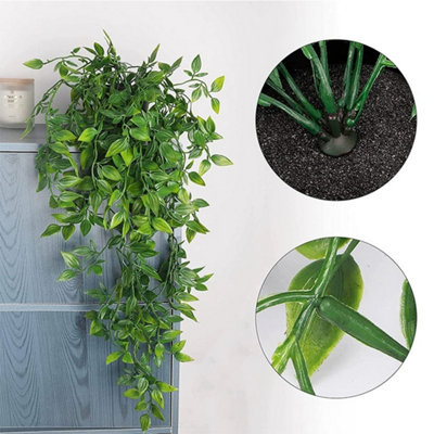 Hanging Plants Artificial 4X in Pots Indoor Fake Trailing Plants Home ...