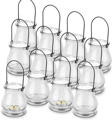 Hanging Tealight Holders 12 Pack Clear Glass Candle Holders for Indoor Outdoor Decor