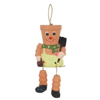 Hanging Terracotta Pot Man with Small Plant Pot. Novelty Gift Idea ...