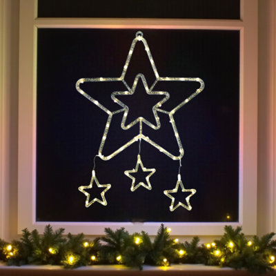 Hanging Warm White LED Star Window Light