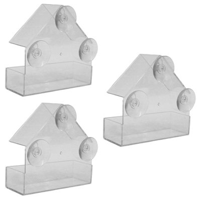 Hanging Window Wild Bird Feeder Table Clear Viewing Perspex 3 Suction ...