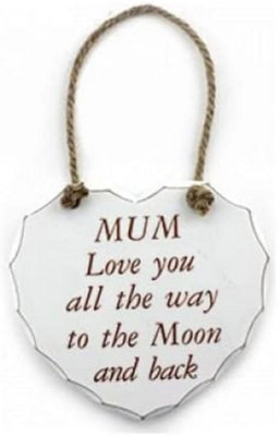 Hanging Wooden Heart Shaped Plaque Home Decoration Message Mum Love You ...
