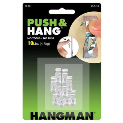 HANGMAN PUSH & HANG PICTURE HANGERS PLASTERBOARD (10 PACK)
