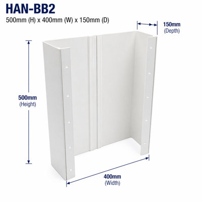 Hanicks HAN-BB2 White Boiler Box Pipework Cover H500mm x W400mm x ...