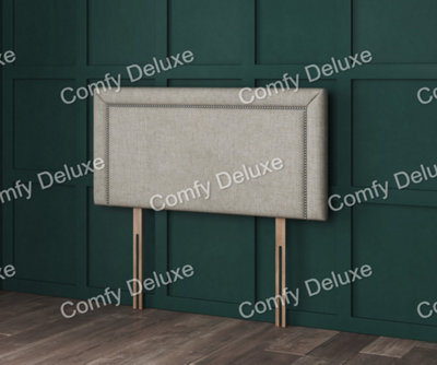 Hannah Beading 4ft6 Double Denim Linen Headboard 20inch