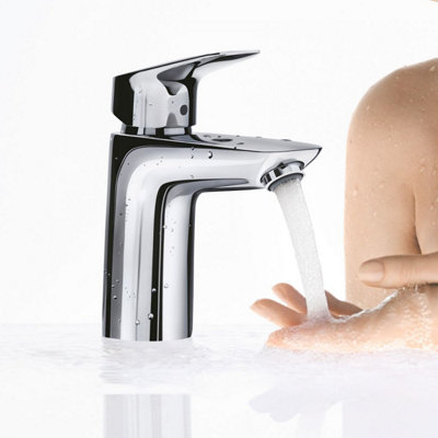 Hansgrohe Logis 100 Basin Mixer Tap inc. push waste | DIY at B&Q