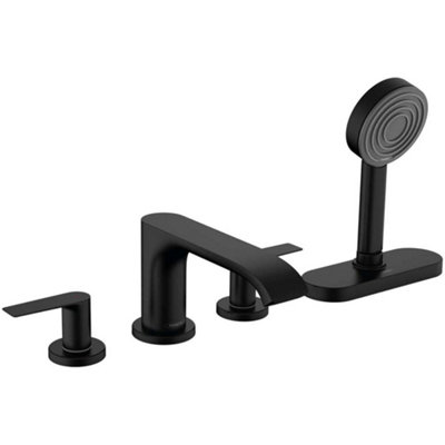 Hansgrohe Vivenis 4-Hole Rim-Mounted Bath Mixer Tap with sBox, Matt Black