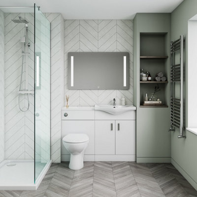 HAPI COMPLETE GLOSS WHITE FREESTANDING BATHROOM CLOAKROOM 1150MM 2 DOOR ...