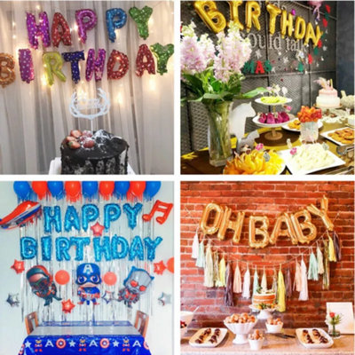 Happy Birthday Balloons Foil Letter Balloon Banner Bunting Party Self ...