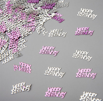 Happy Birthday Confetti Pink and Silver 14g Table Scatter Birthday ...