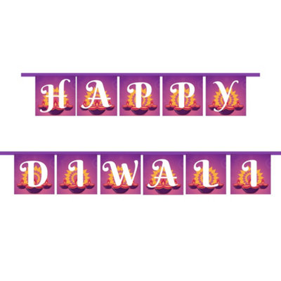 Happy Diwali Purple Banner - 2 Metre Festival Party Decoration