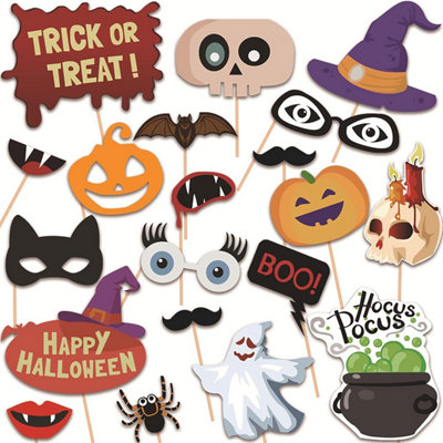 Happy Halloween Photo Booth Props 20 Pcs Witch Hat Pumpkin Bat ...
