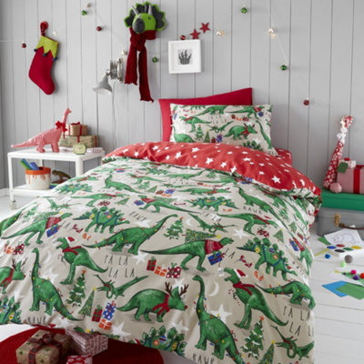Happy Linen Company Festive Dinosaur Kids Bedding Toddler