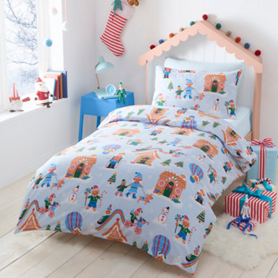 Happy Linen Company Gingerbread Village Kids Christmas Bedding Single