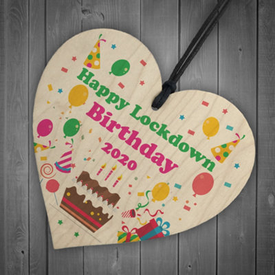 Happy Lockdown Birthday Gift For Him Her Wooden Heart Quarantine Gift ...