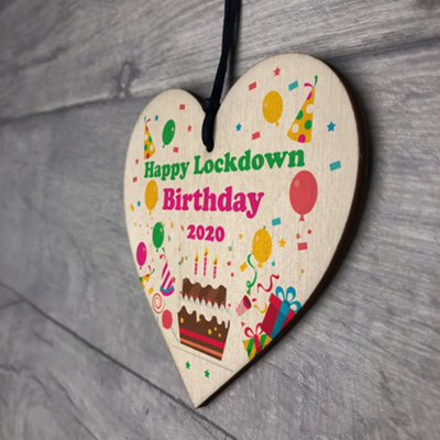 Happy Lockdown Birthday Gift For Him Her Wooden Heart Quarantine Gift ...