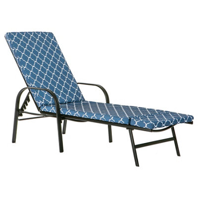 Harbour Housewares 1x Black/Navy Moroccan Sun Lounger & Cushion Set ...