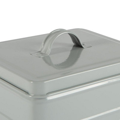 Harbour Housewares 2 Piece Utility Canisters Set - Grey - Vintage Metal ...