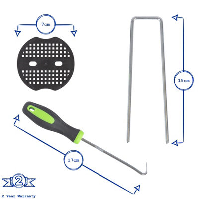 Harbour Housewares 200pc Weed Membrane Fixing Set with Removal Tool - 15cm