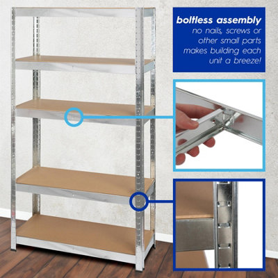 Harbour Housewares 2pc 5-Tier Steel Garage Shelving Unit - Black Heavy ...