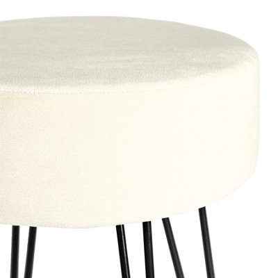 Harbour Housewares 2x Cream Velvet Footstools - Round Ottomans H40 x ...