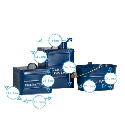 Harbour Housewares 3 Piece Utility Canisters Set - Black - Vintage ...