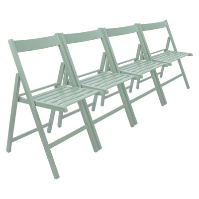 Harbour Housewares 4x Beech Wood Folding Chairs - Sage Green - Wooden ...