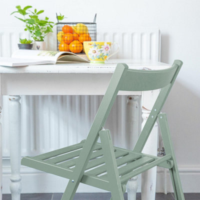 Harbour Housewares 4x Beech Wood Folding Chairs - Sage Green - Wooden ...