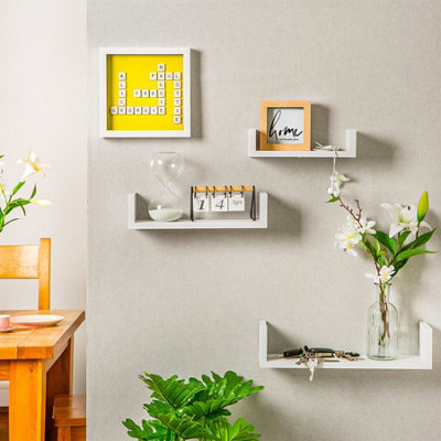 Harbour Housewares 6x Modern U-Shaped Floating Wall Shelves - 42cm ...