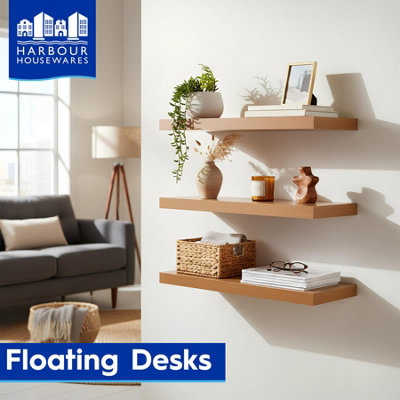 Harbour Housewares 80cm Floating Wall Shelves- Brown - Photo Gallery ...