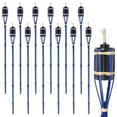 Harbour Housewares Bamboo Garden Fire Torches - 113cm - Blue - Pack of 12