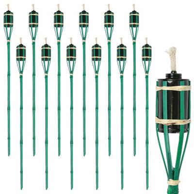Harbour Housewares Bamboo Garden Fire Torches - 113cm - Green - Pack of 12