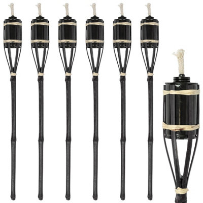 Harbour Housewares Bamboo Garden Fire Torches - 60cm - Black - Pack of 6