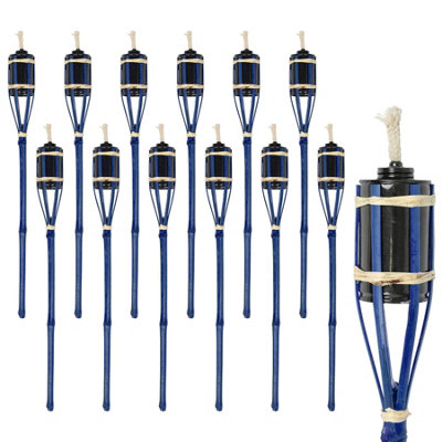 Harbour Housewares Bamboo Garden Fire Torches - 60cm - Blue - Pack of ...