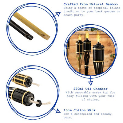 Harbour Housewares Bamboo Garden Fire Torches - 60cm - Green - Pack of 12