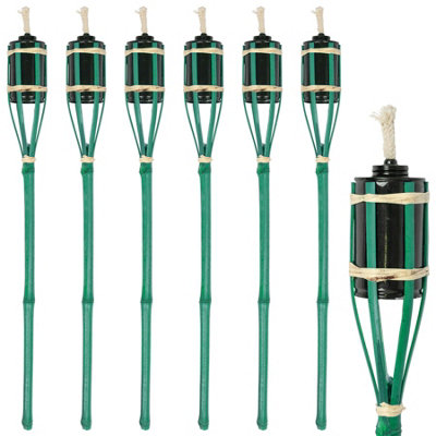 Harbour Housewares Bamboo Garden Fire Torches - 60cm - Green - Pack of 6
