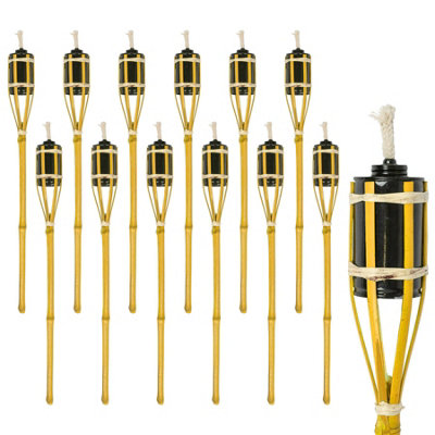 Harbour Housewares Bamboo Garden Fire Torches - 60cm - Yellow - Pack of 12