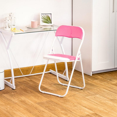 Harbour Housewares Coloured Padded Folding Chair - Pink