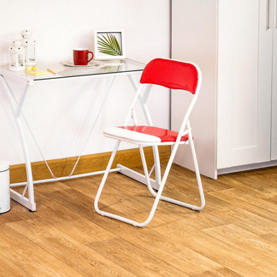 Harbour Housewares Coloured Padded Folding Chair - Red