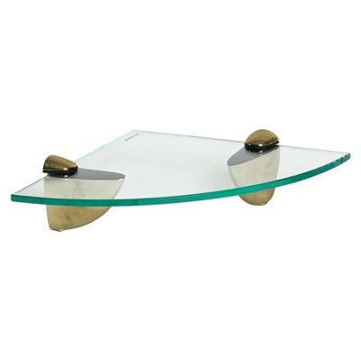 Harbour Housewares Floating Glass Corner Shelf - 20cm - Gold Brackets ...