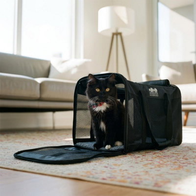 Harbour Housewares Foldable Cat Carrier - Small - Black