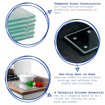 Harbour Housewares Glass Kitchen Chopping Board - 50 x 40cm - Red ...