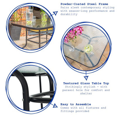 Harbour Housewares Glass Top Garden Table - Glass Top Outdoor Patio ...