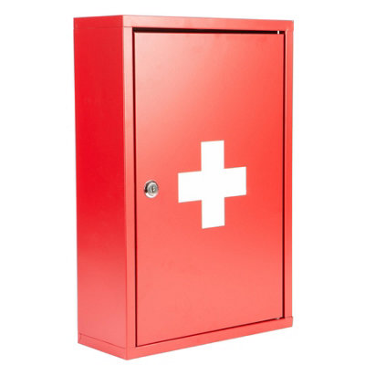 Harbour Housewares Industrial Medicine Cabinet - 45cm - Red | DIY at B&Q