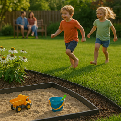 HARBOUR HOUSEWARES LAWN EDGING KIT 10M X 4CM BLACK PLASTIC WITH 40 PEGS ...