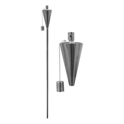 Harbour Housewares - Metal Garden Torch - Cone - Silver | DIY at B&Q