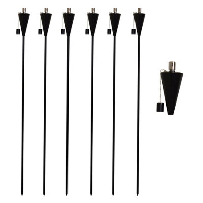 Harbour Housewares Metal Garden Torches - Cone - Black - Pack of 6