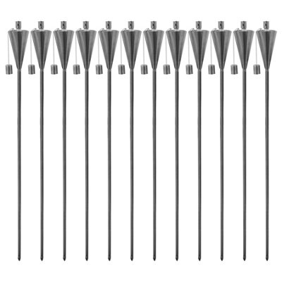 Harbour Housewares Metal Garden Torches - Cone - Silver - Pack of 12